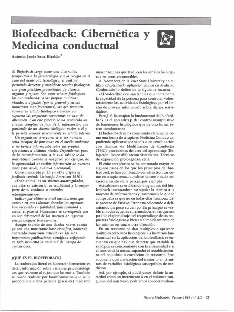 Dialnet Biofeedback 7086719 | PDF | Aprendizaje | Fisiología