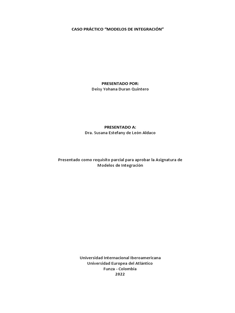 Caso Práctico Dduran Modelos de Integracion | PDF
