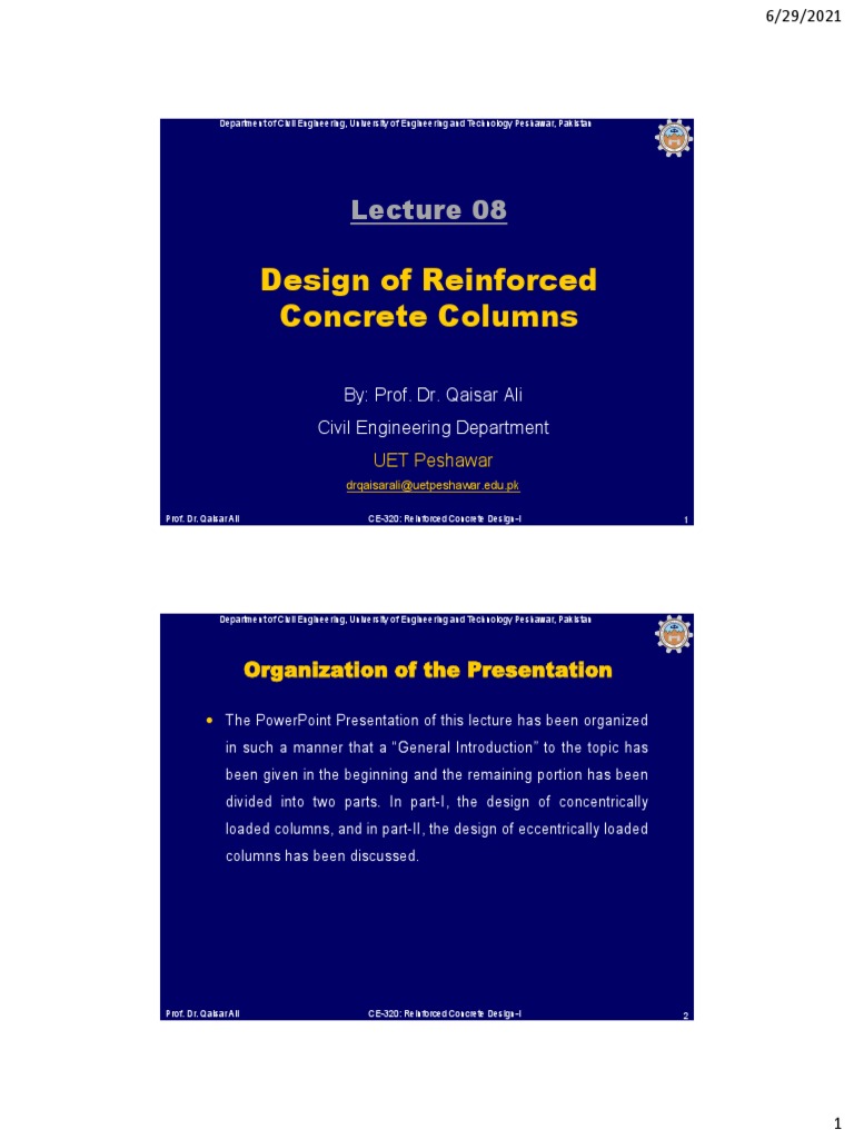 Lecture 08-Design of Reinforced Concrete Column - Color Version | PDF ...