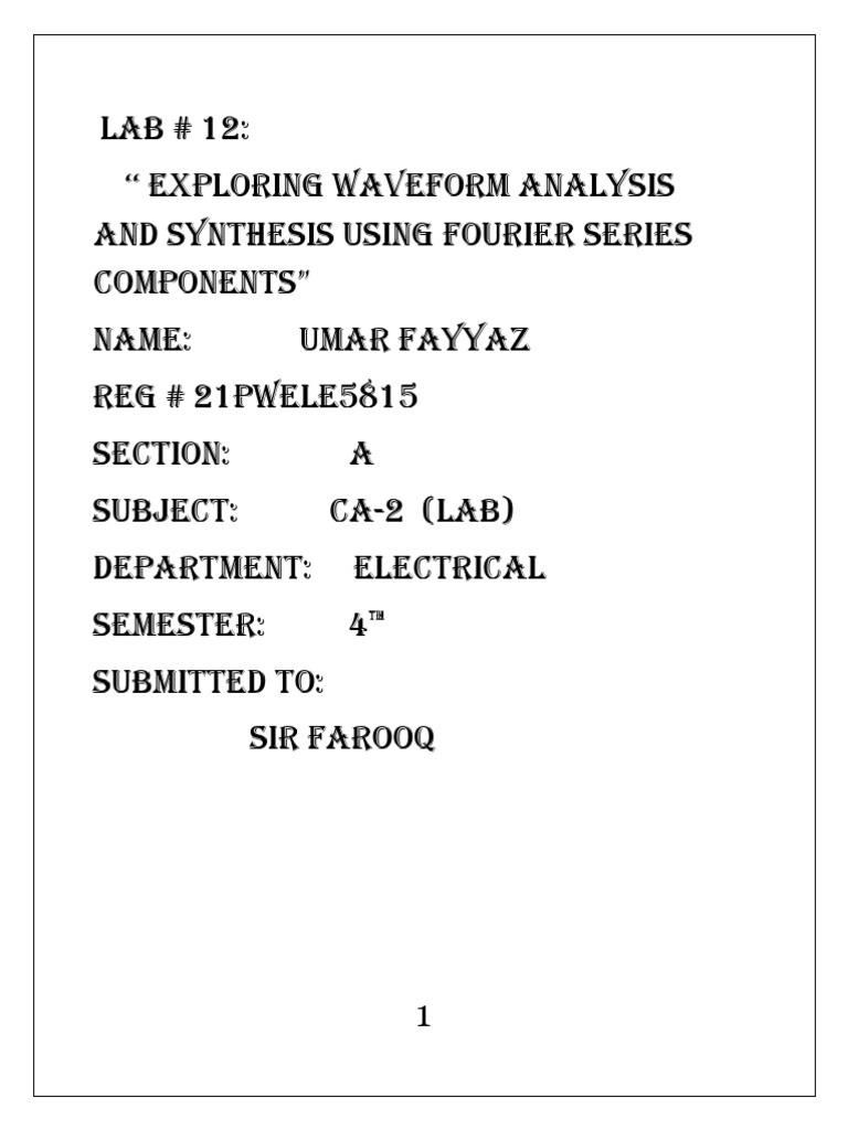 Lab 12 | PDF | Synthesizer | Fourier Transform