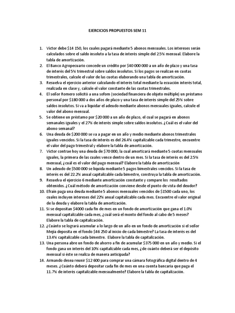 Ejercicios Propuestos Sem 11 | PDF