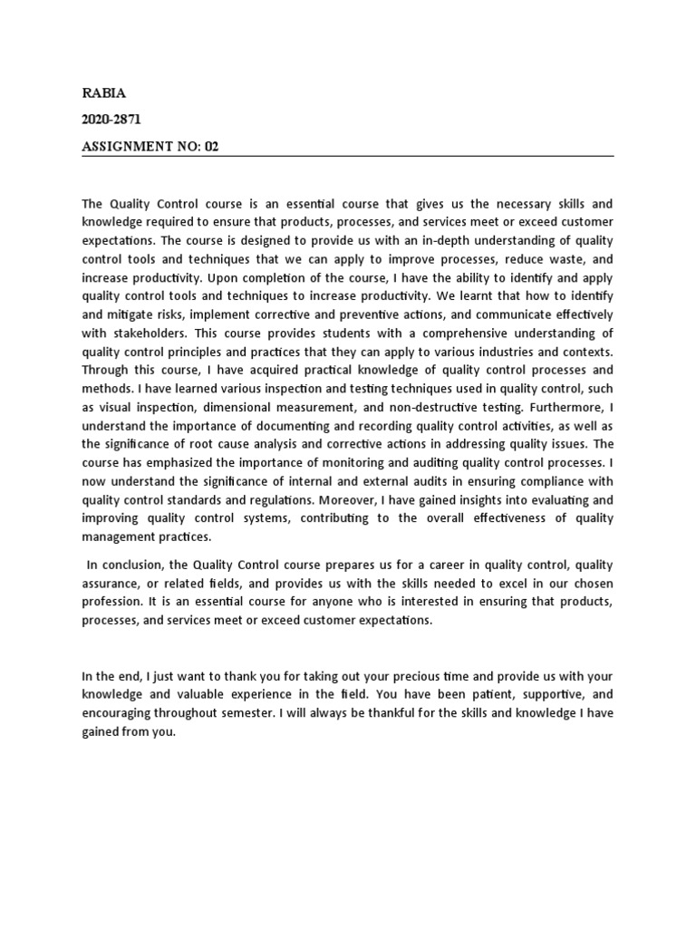 Rabia QC Assignment | PDF