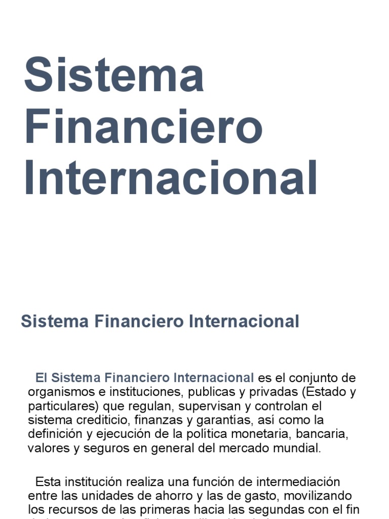 Funciones del Sistema Financiero Internacional | PDF