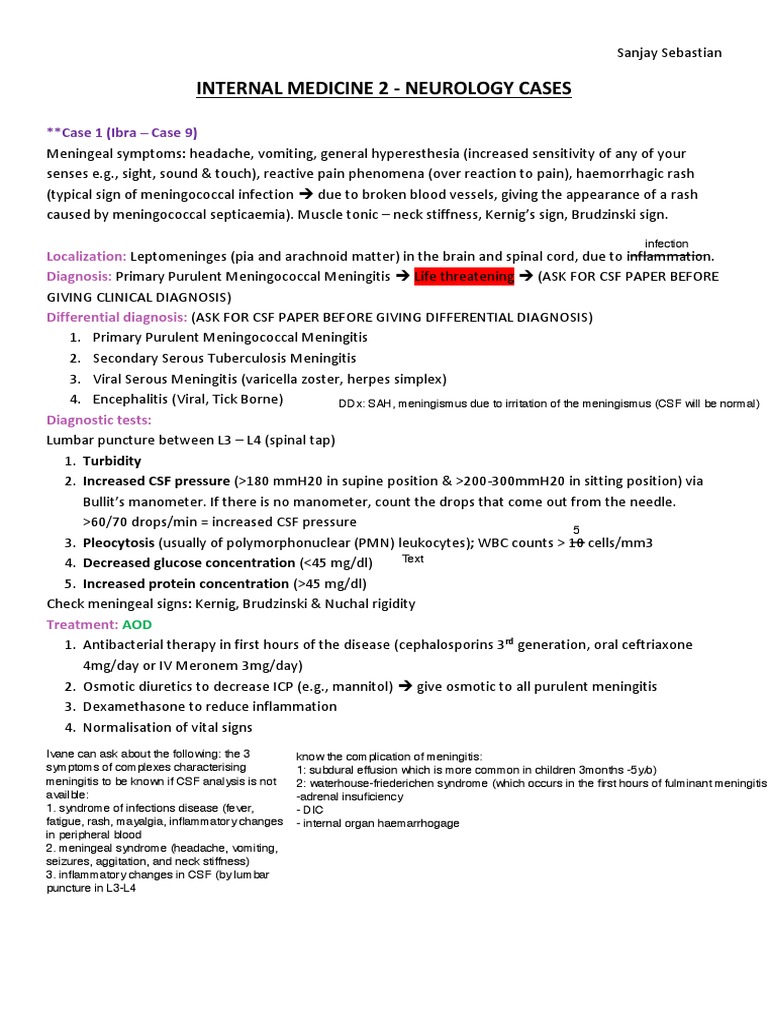 Internal Medicine 2 - Nasir Version | PDF | Stroke | Meningitis