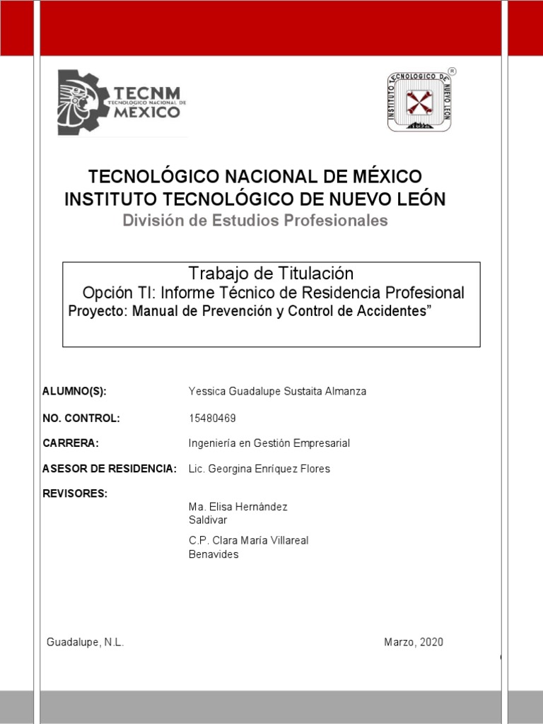 Informe Tecnico de Residencia Profecional | PDF | Calidad (comercial) | Seguridad y salud ...
