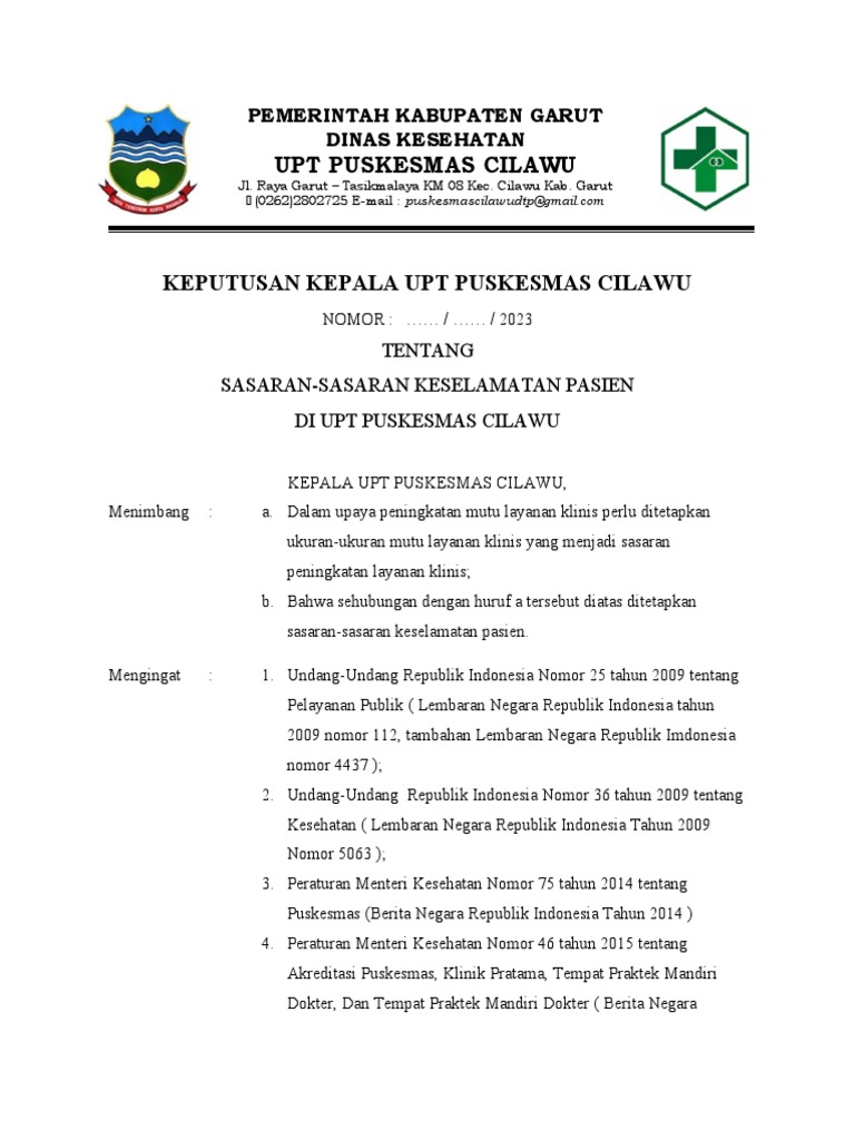 SK Sasaran Keselamatan Pasien | PDF