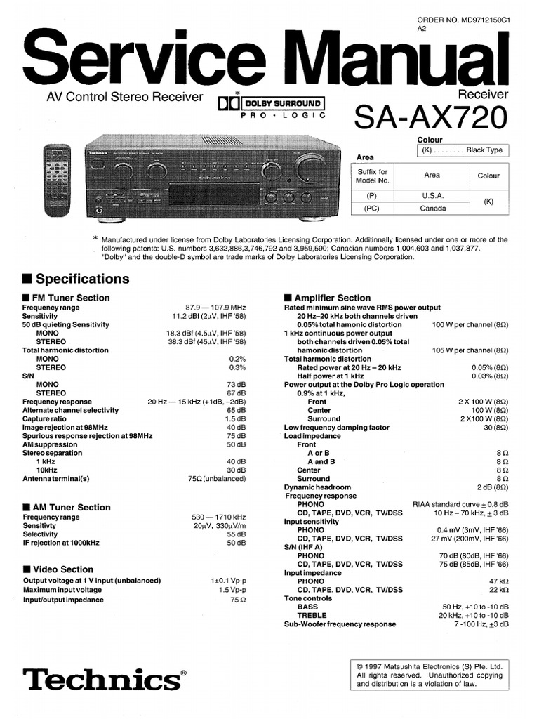 Technics Sa-Ax720 Sch | PDF