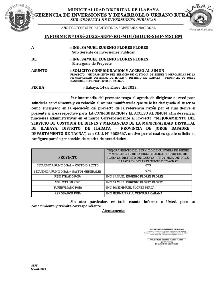 Informe N°005 - Configuracion Al Simun | PDF