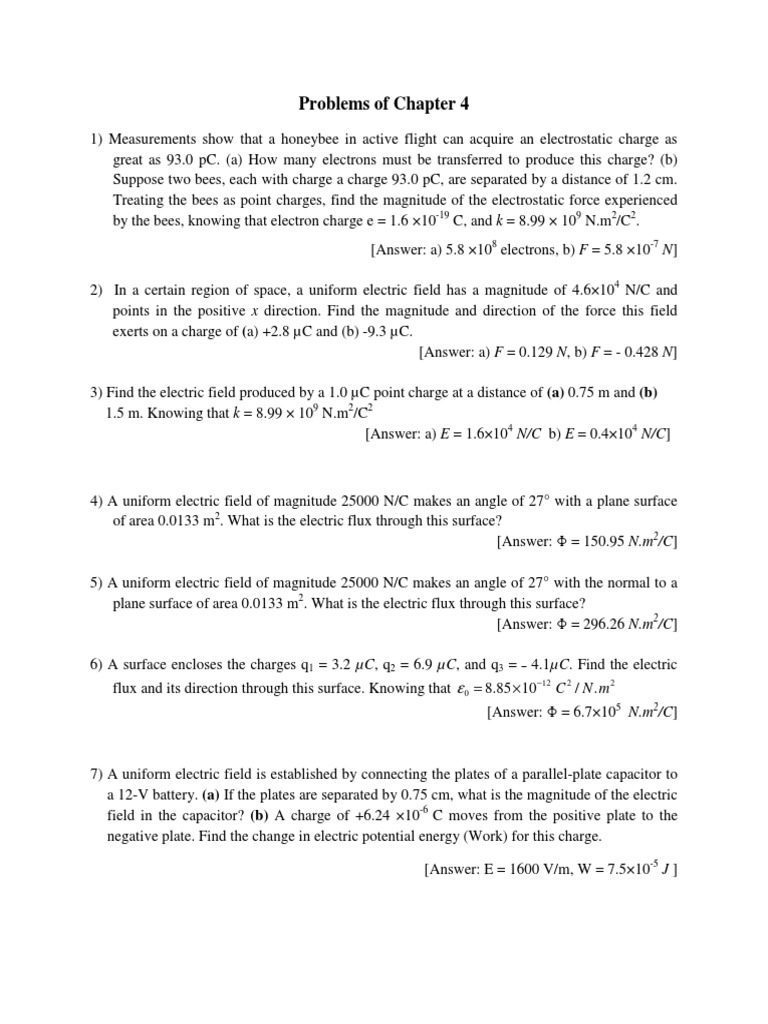 Electrostatics Problems and Solutions | PDF