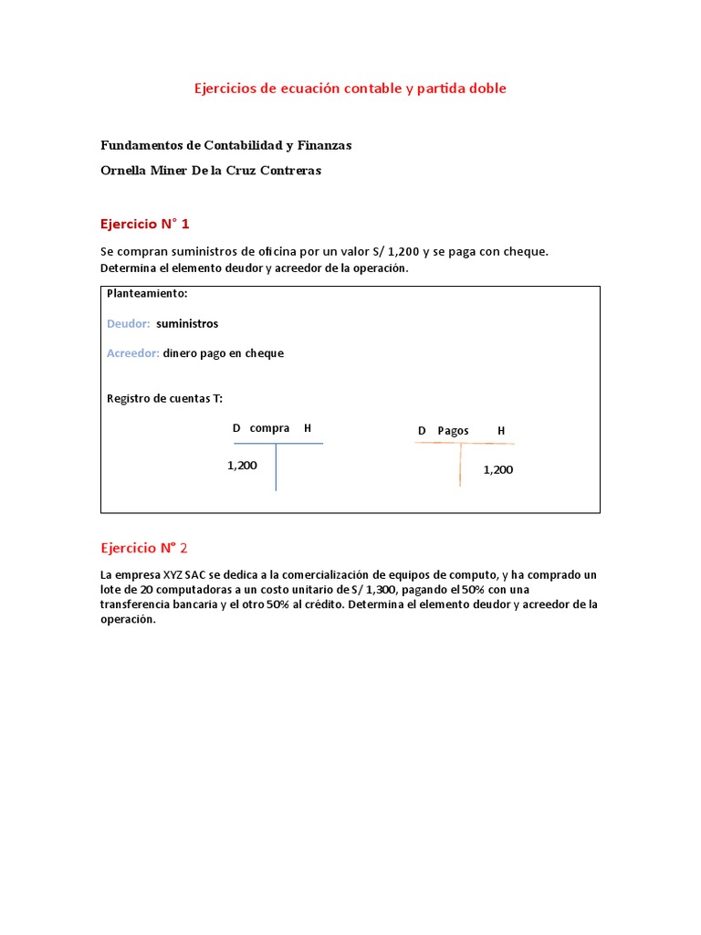 Ejercicios de Partida Doble Contable | PDF