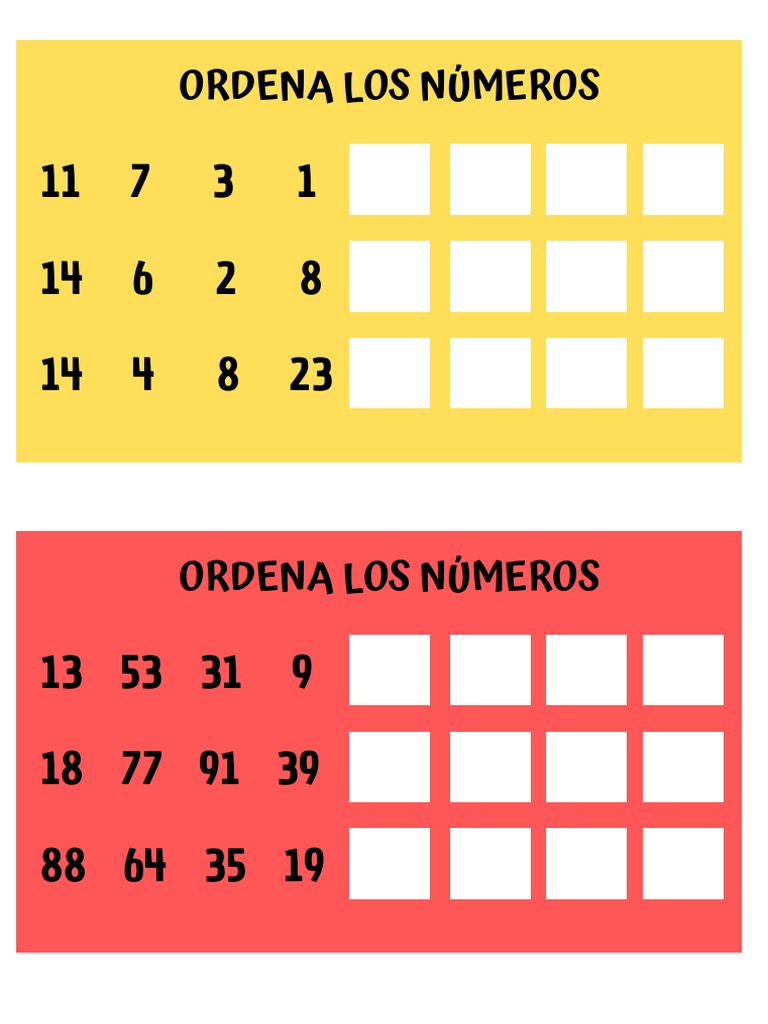 Actividades de Ordenación Numérica | PDF