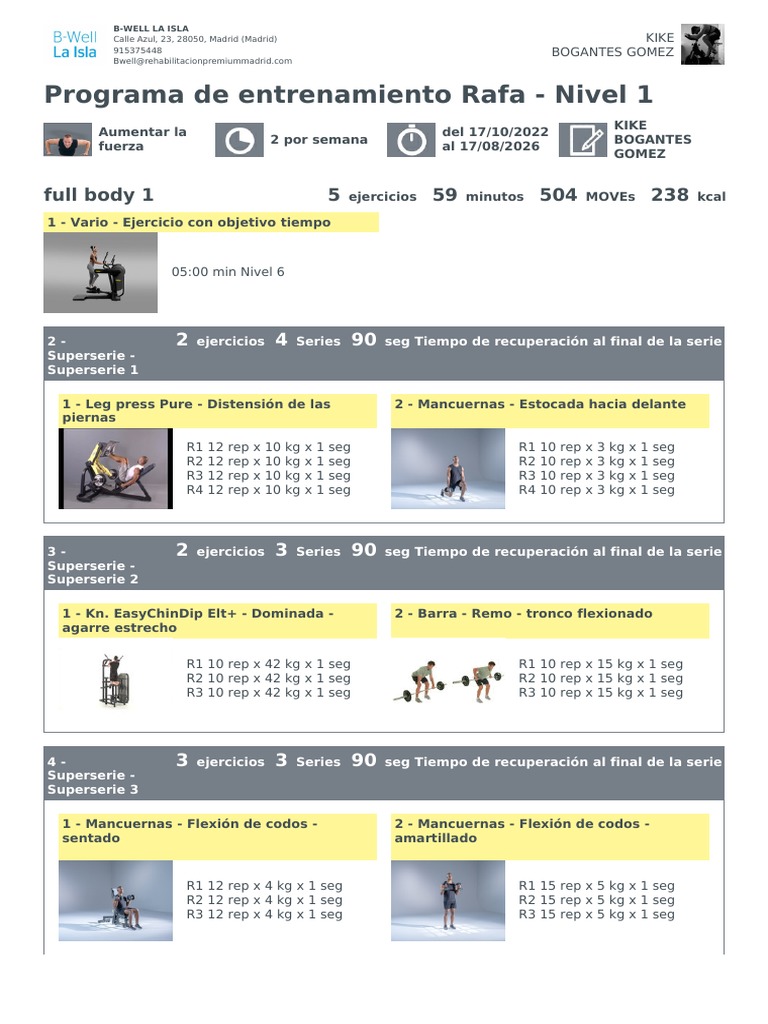 Programa de Entrenamiento Rafa. Fase 1 | PDF