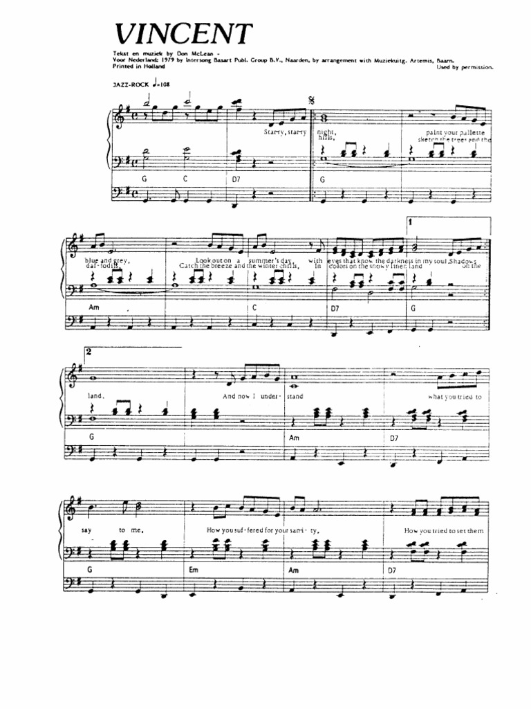 Vincent - Don Mclean - P | PDF