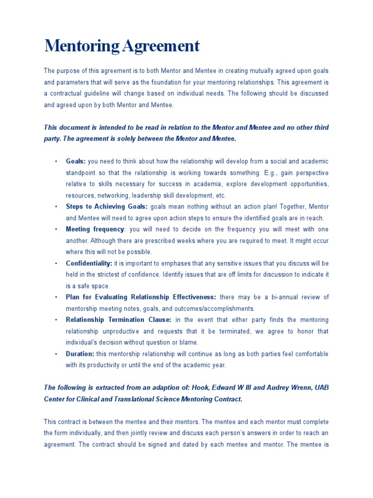 Mentor Agreement 2023 Sighned | PDF | Mentorship | Cognition