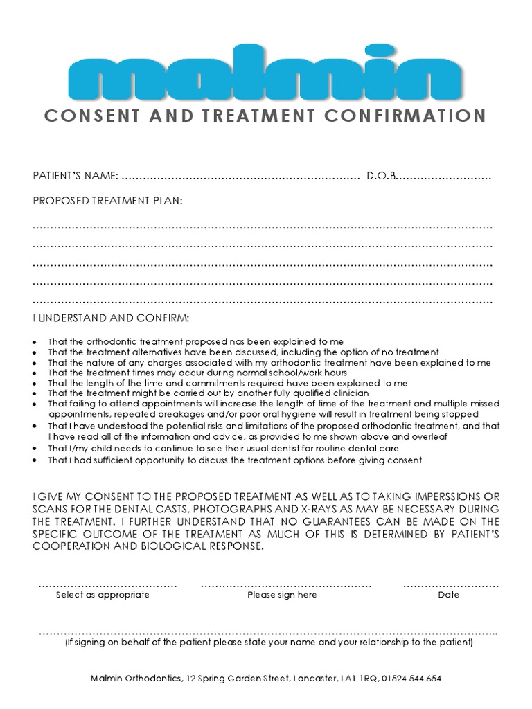 Consent | PDF | Orthodontics | Medicine