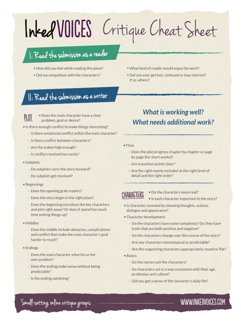 Comprehensive Writing Critique Guide | PDF | Plot (Narrative) | Linguistics