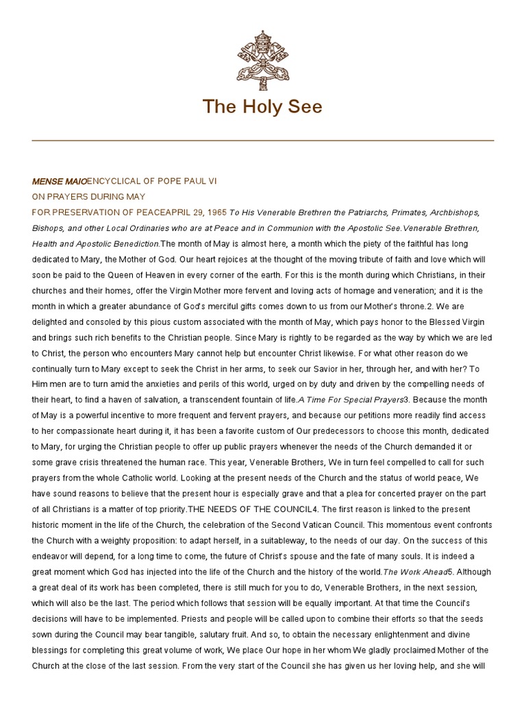 May Prayers for Peace and Mary | PDF | Mary, Mother Of Jesus | Pope