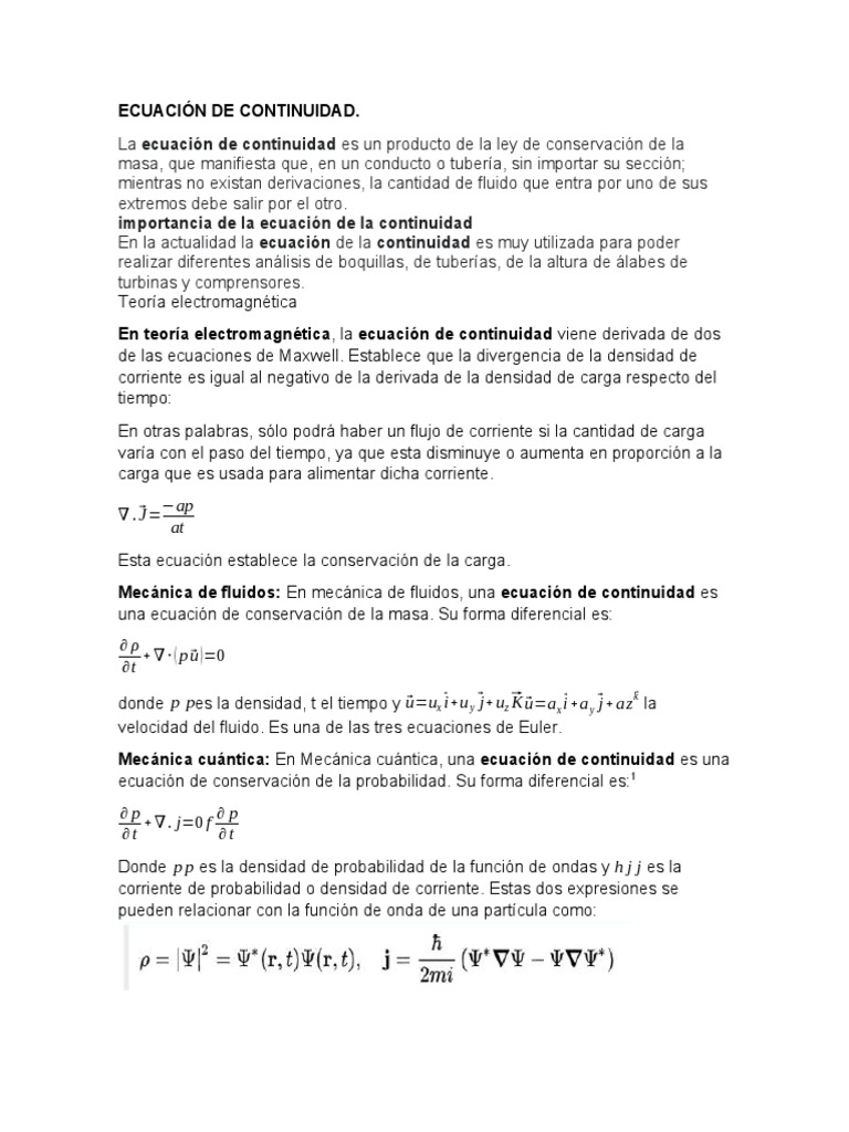 Ecuación de Continuidad | PDF | Física teórica | Física