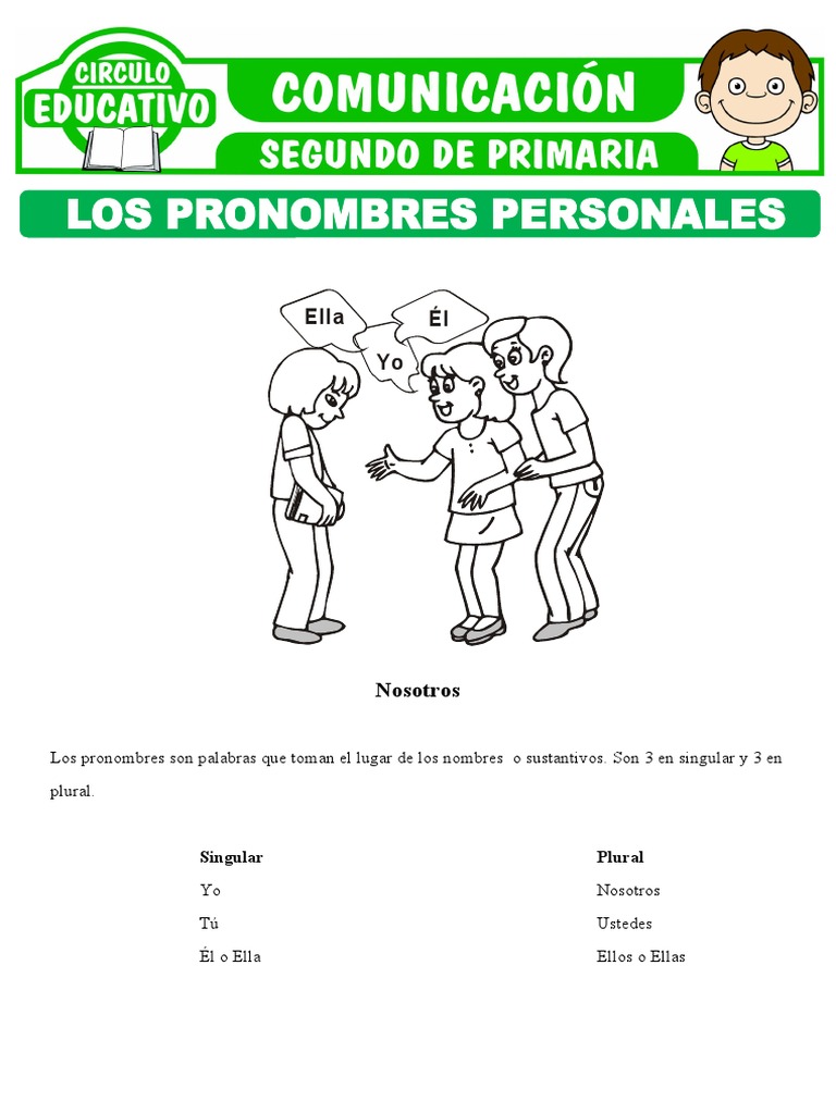 Los Pronombres Personales para Segundo de Primaria | PDF | Plural ...