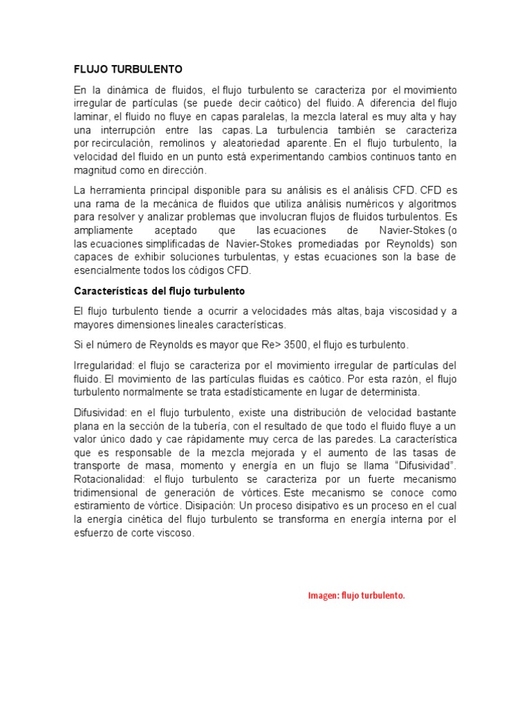 Características del Flujo Turbulento | PDF | Métodos y materiales de ...