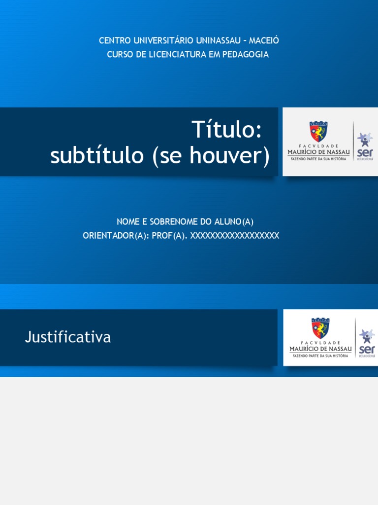 Modelo De Slide Tcc Uninassau Download Grátis Pdf Cognição