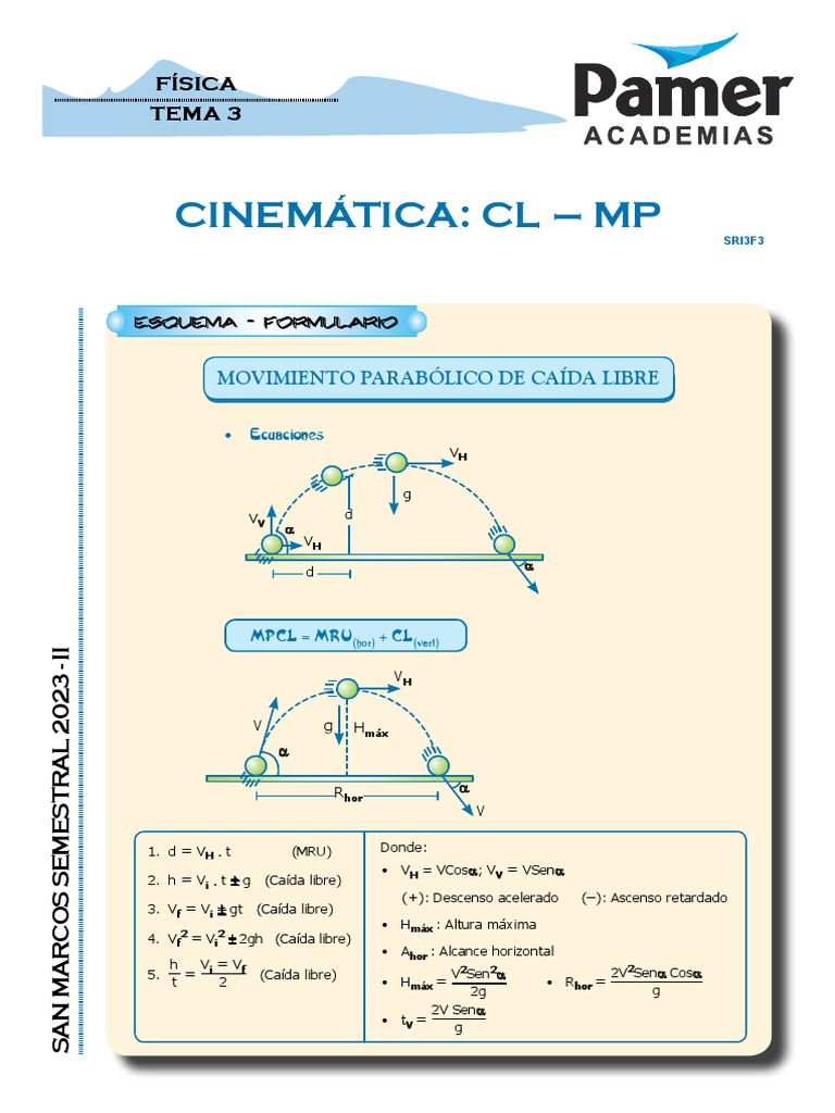 F - Sem3 - Cinemática - CL - MP | PDF | Cinemática | Cambio