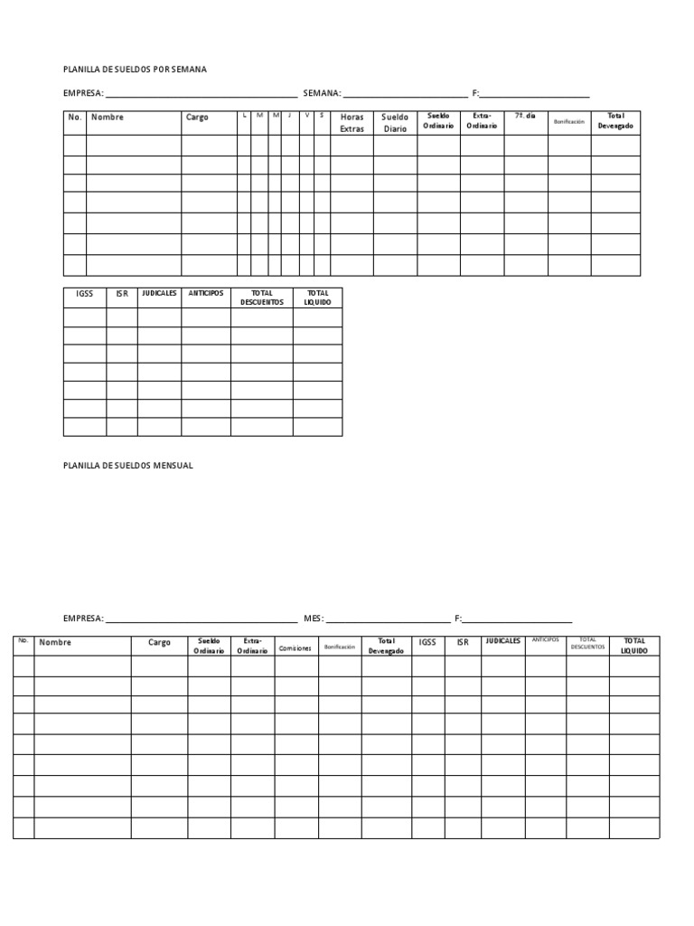 formato planilla sueldo fijo -2023 | PDF