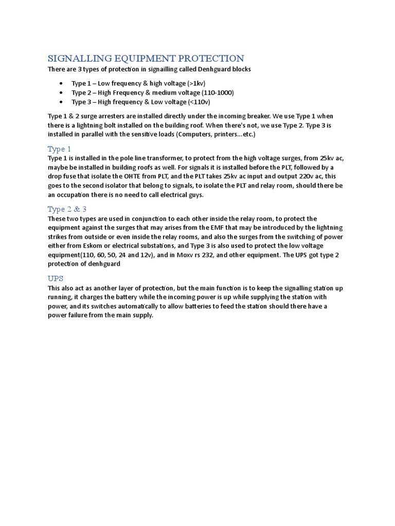 Signalling Equipment Protection | PDF