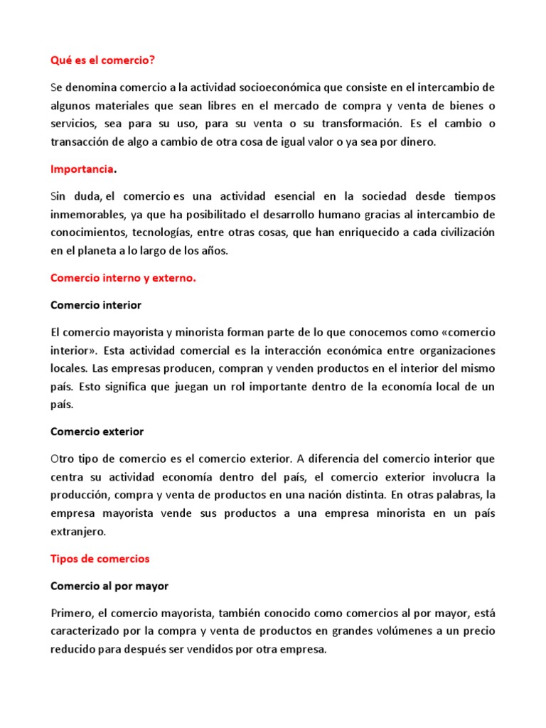 Tipos de Comercio | PDF | Comercio | Comercio electrónico