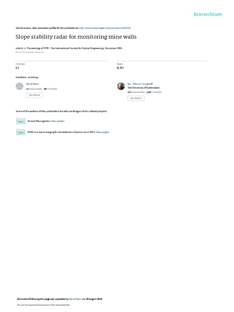 Slope Stability Radar For Monitoring Mine Walls | PDF