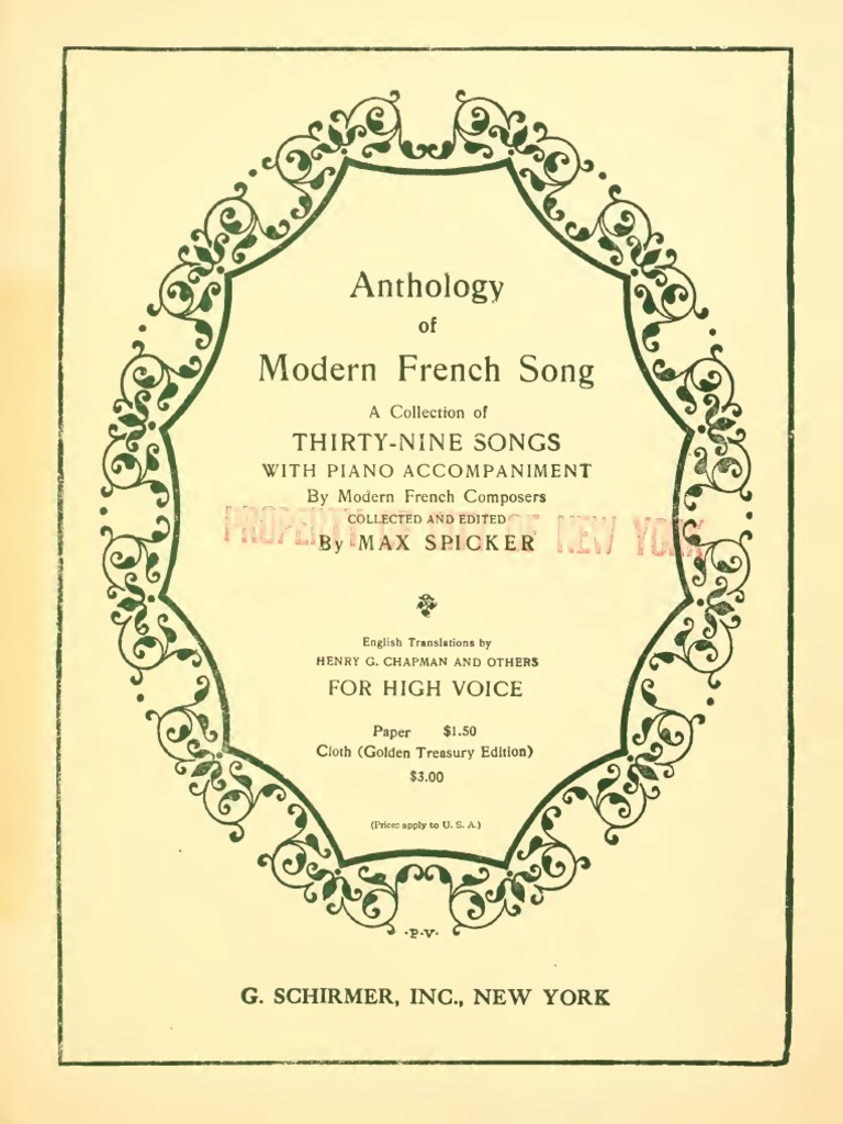 Anthology of Modern French Songs (Voice and Piano) | PDF