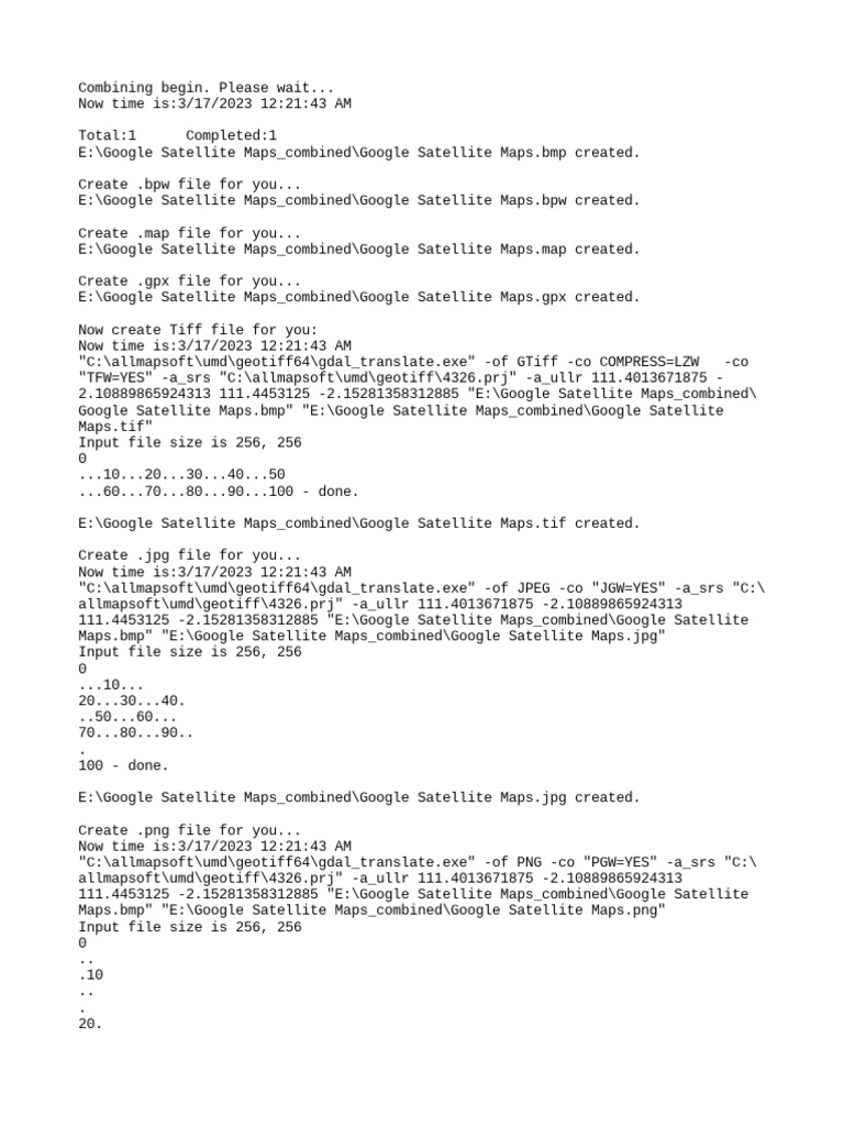 Google Satellite Maps Combine Log | PDF