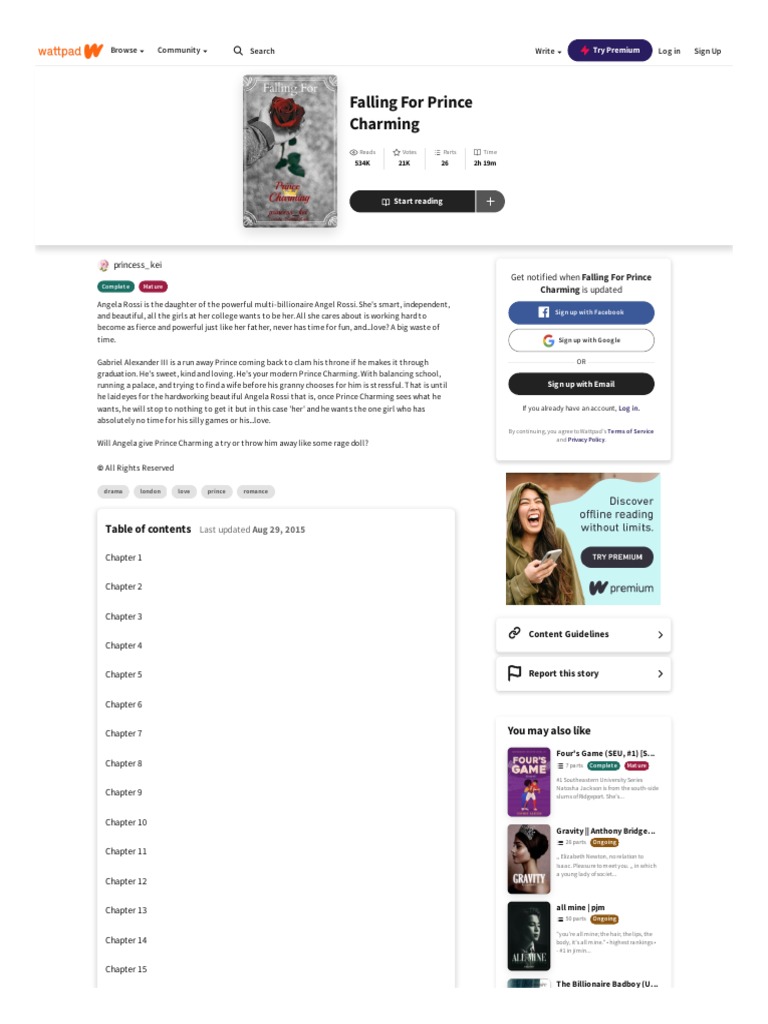 WWW Wattpad Com Story 34184681 Falling For Prince Charming | PDF