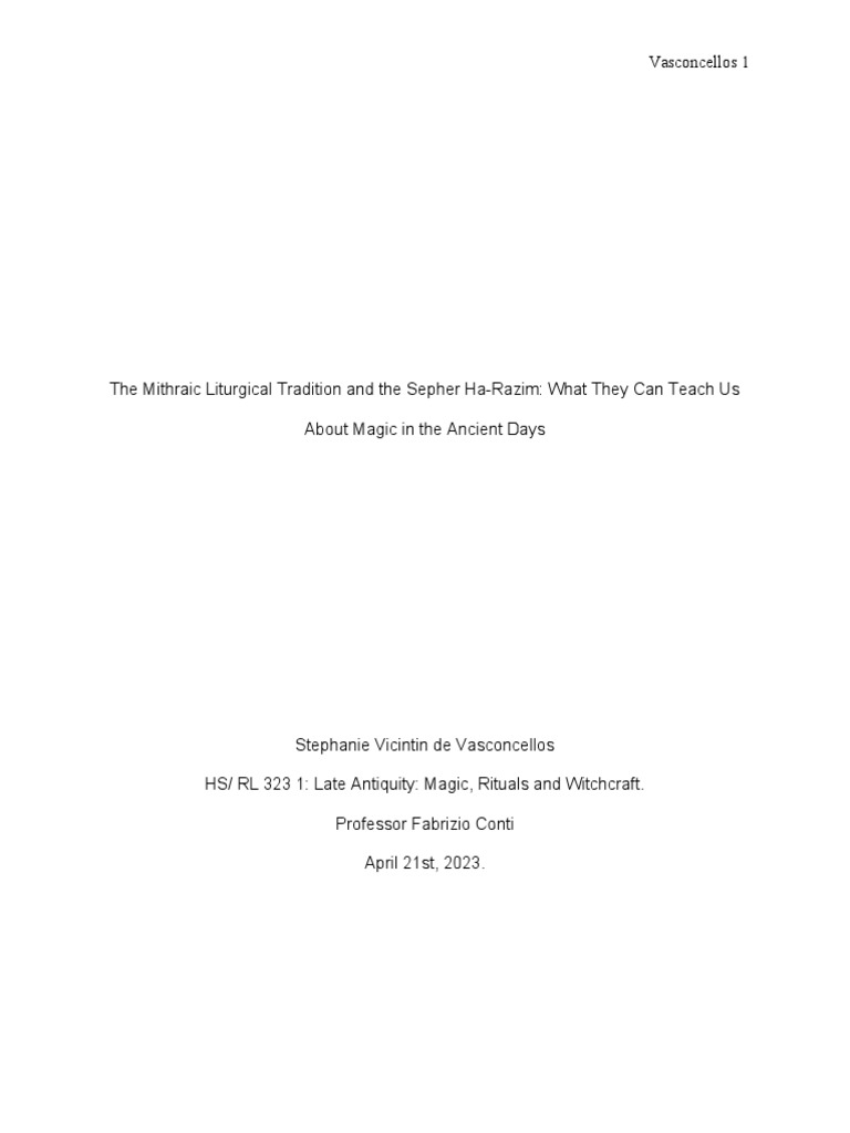 The Mithraic Liturgical Tradition and The Sepher Ha-Razim - What They ...