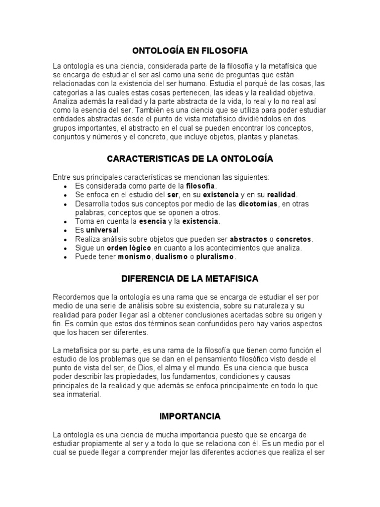 Ontología en Filosofia | PDF | Ontología | Esencia