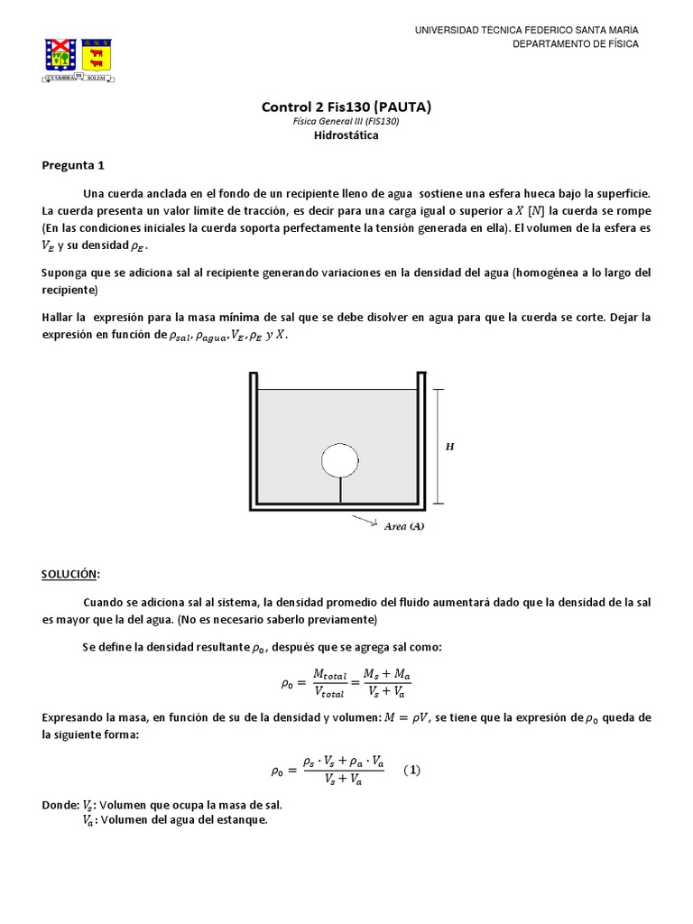 Control 2 - Pauta | PDF | Densidad | Masa