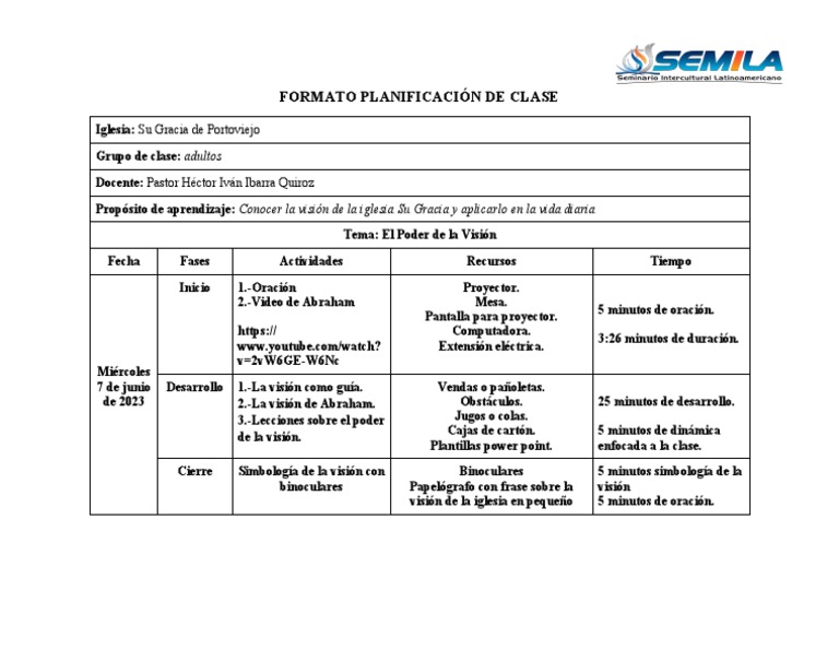 Formato para Planificación de Clase | PDF