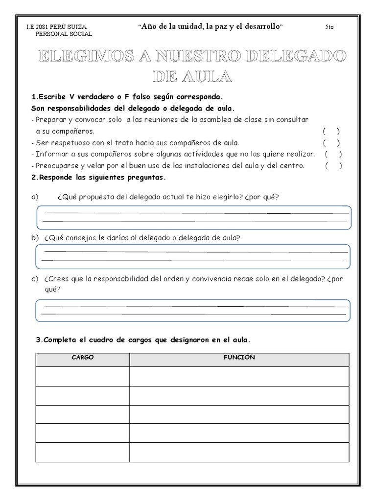 Ficha s1 U3 Ps Elegimos A Nuestro Delegado | PDF