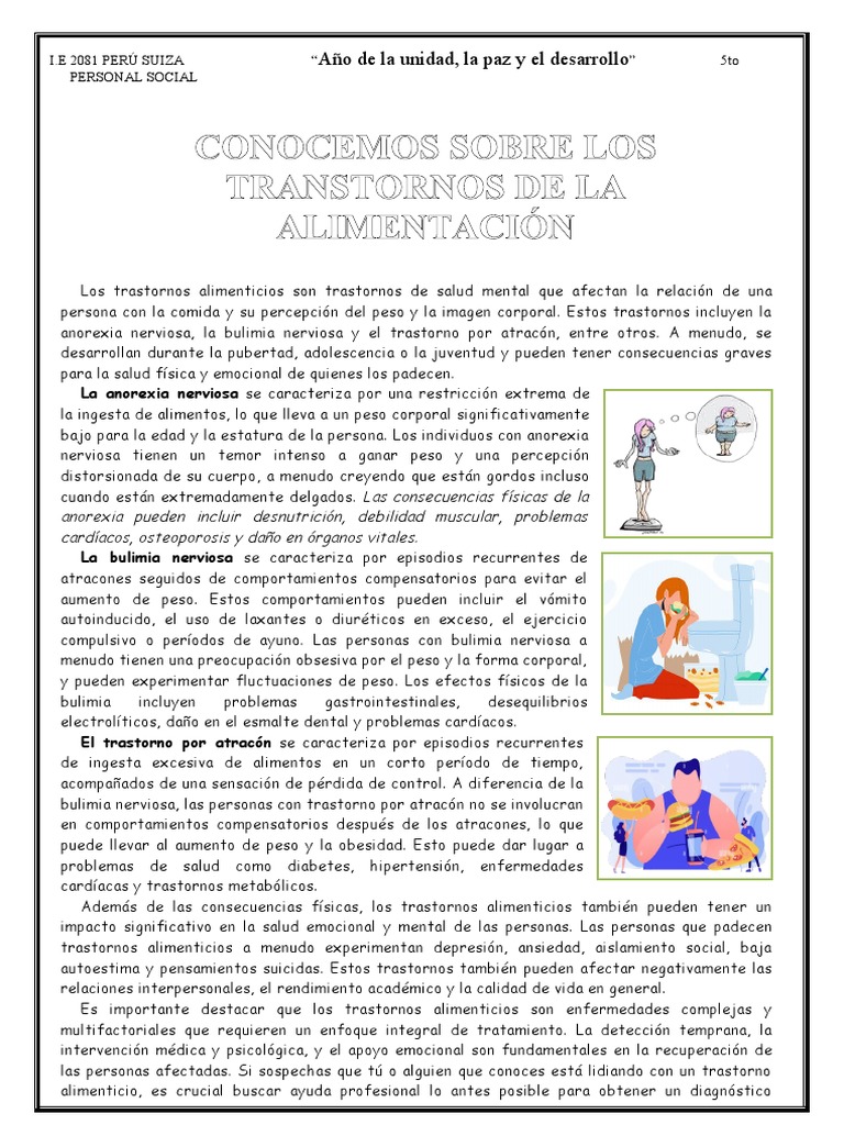 Ficha s9 U3 Ps Conocemos Los Transtornos de La Alimentación | PDF ...