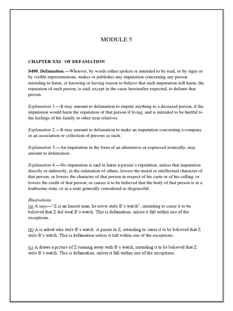 Module 5 IPC | PDF | Defamation | Crimes