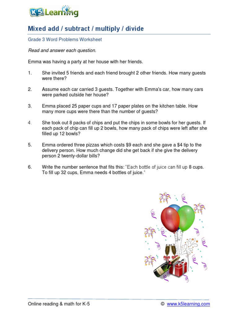 Grade 3 Mixed Word Problems B | PDF