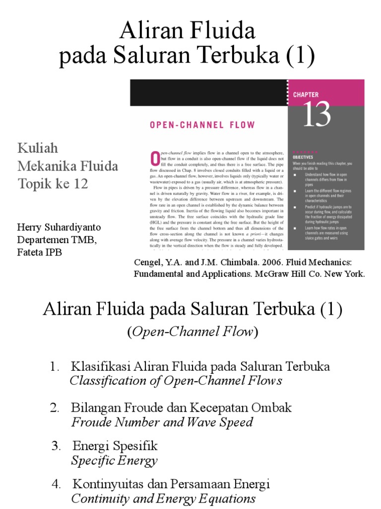 Topic 11 Aliran Fluida Pada Saluran Terbuka | PDF