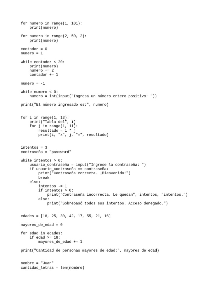 Ejercicios de Programación en Python | PDF