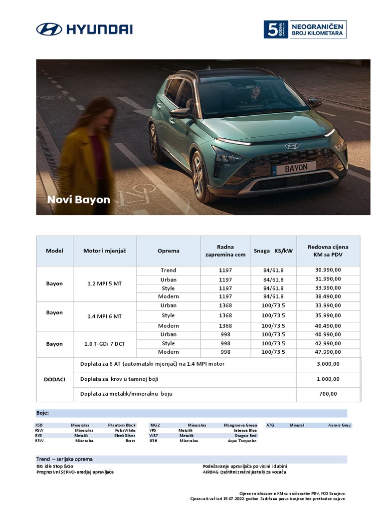 Hyundai Bayon Preisliste Pdf