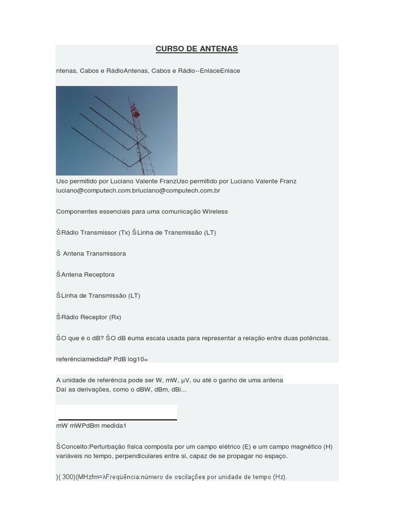 Curso de Antenas | PDF | Antena (rádio) | Irradiação Curso de Antenas | PDF | Antena (rádio) | Irradiação