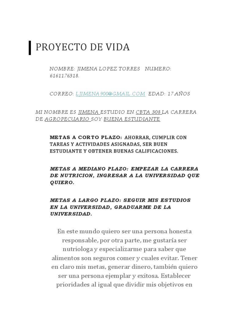Proyecto de Vida | PDF