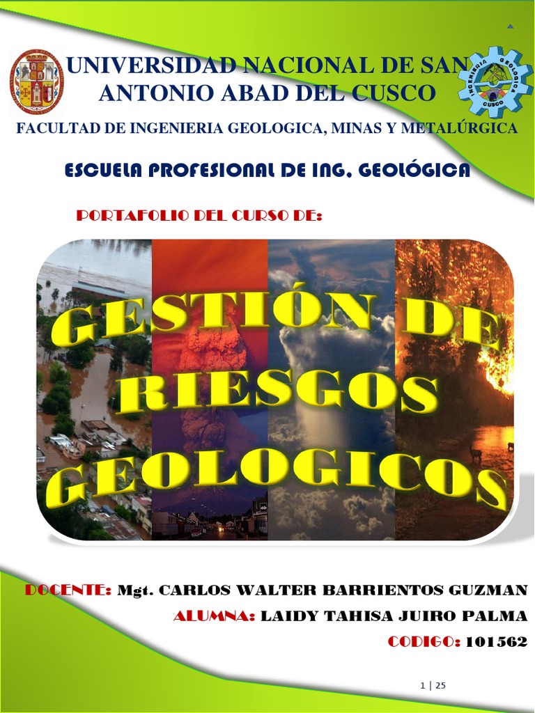 Portafolio Gestion de Riesgos Geologicos - Primera Parcial - Juiro ...
