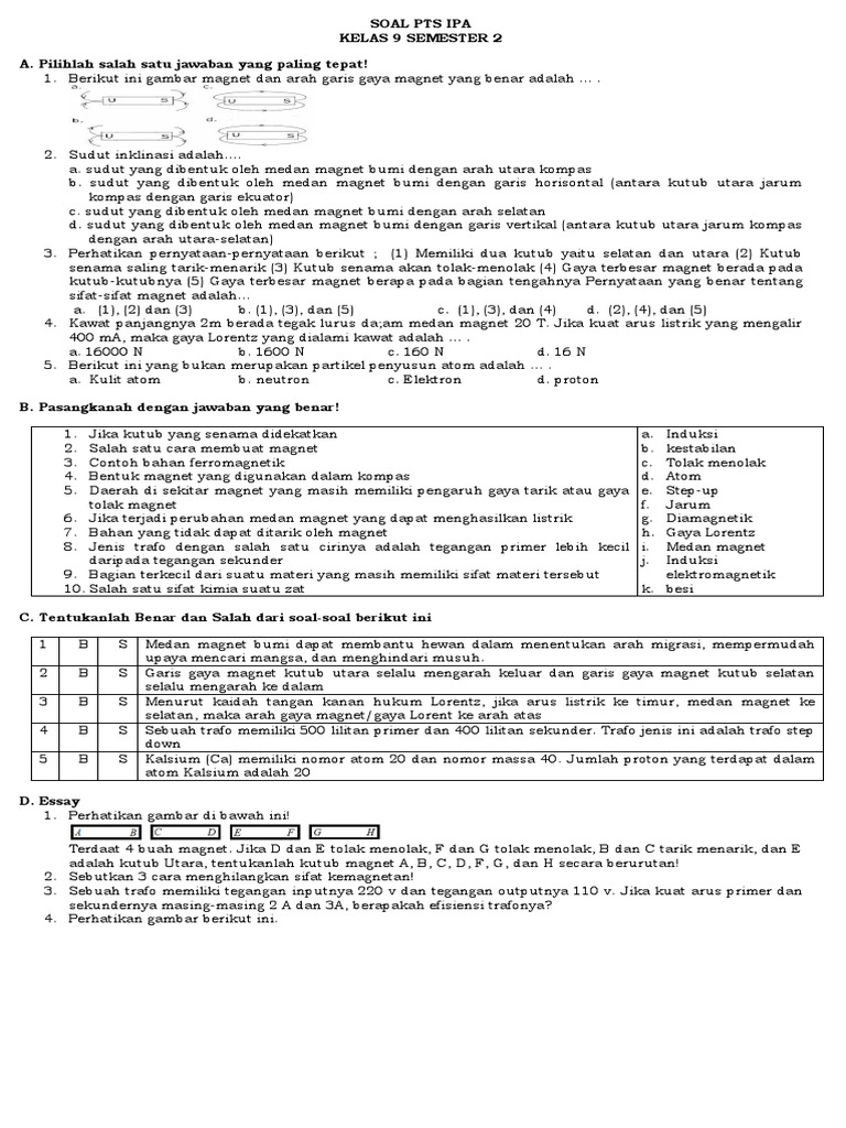 Soal Pts Kelas 9 | PDF