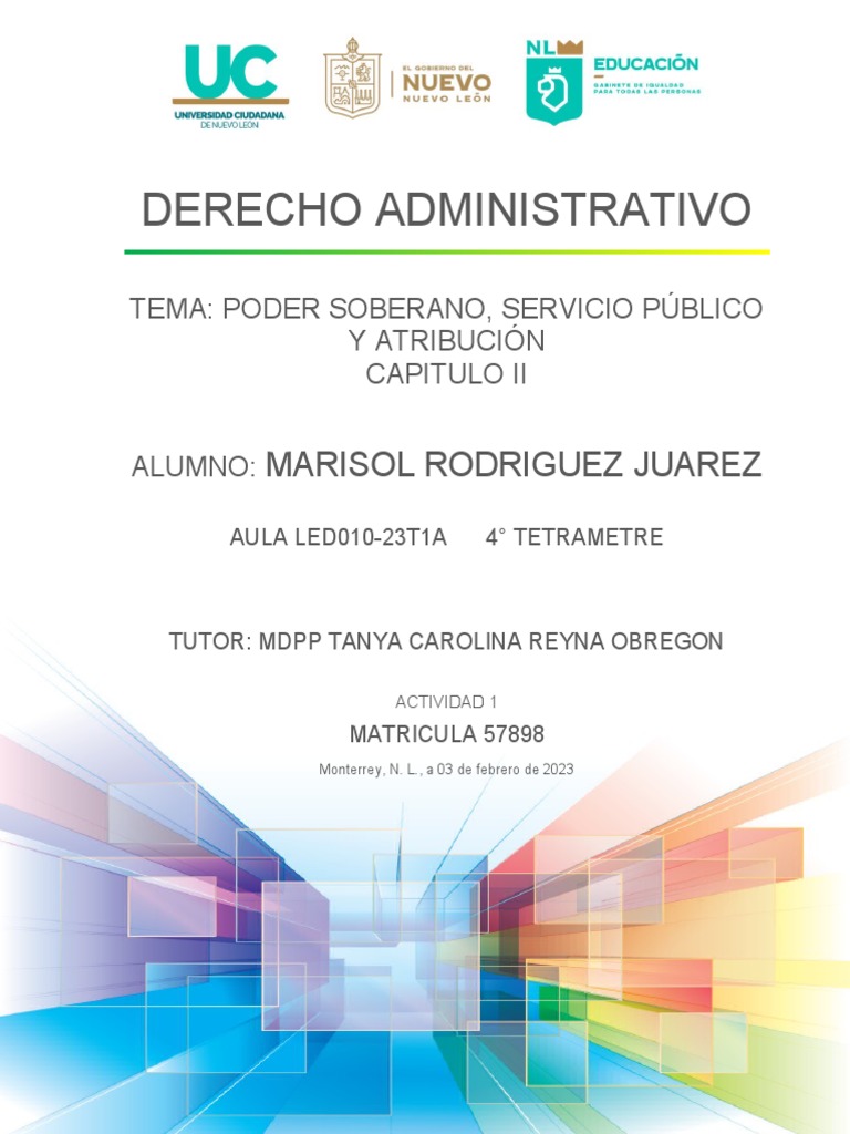 ACTIVIDAD 1 Poder Soberano, Servicio Público y Atribución | PDF