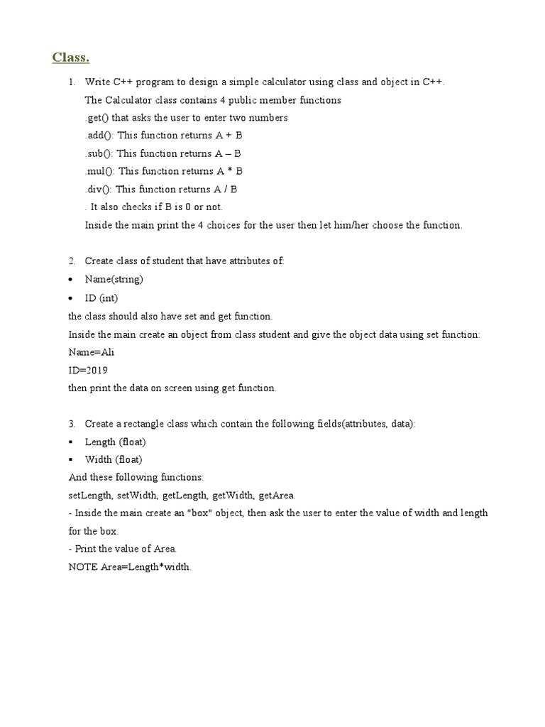 Class Pdf Parameter Computer Programming Class Computer Programming 